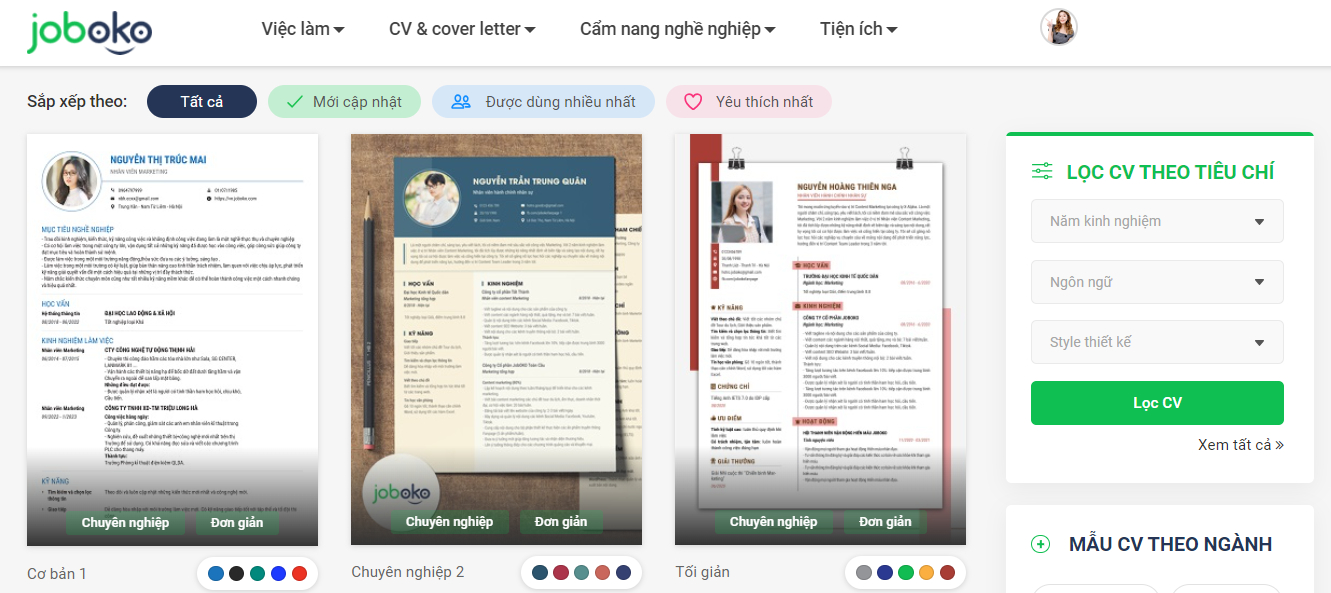 Tổng Hợp Mẫu CV Xin Việc Chuẩn, Top CV Ấn Tượng năm 2025, Tạo CV Online ...